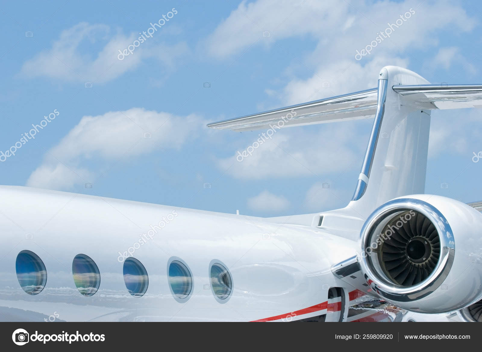 Rear Section Tail Engine White Corporate Jet Oval Windows — Stock Photo ...