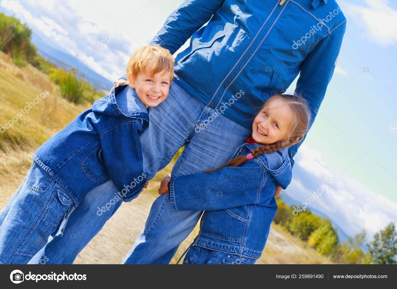 Father Son Daughter Dressed Jeans Stock Photo by ©YAYImages 259891490