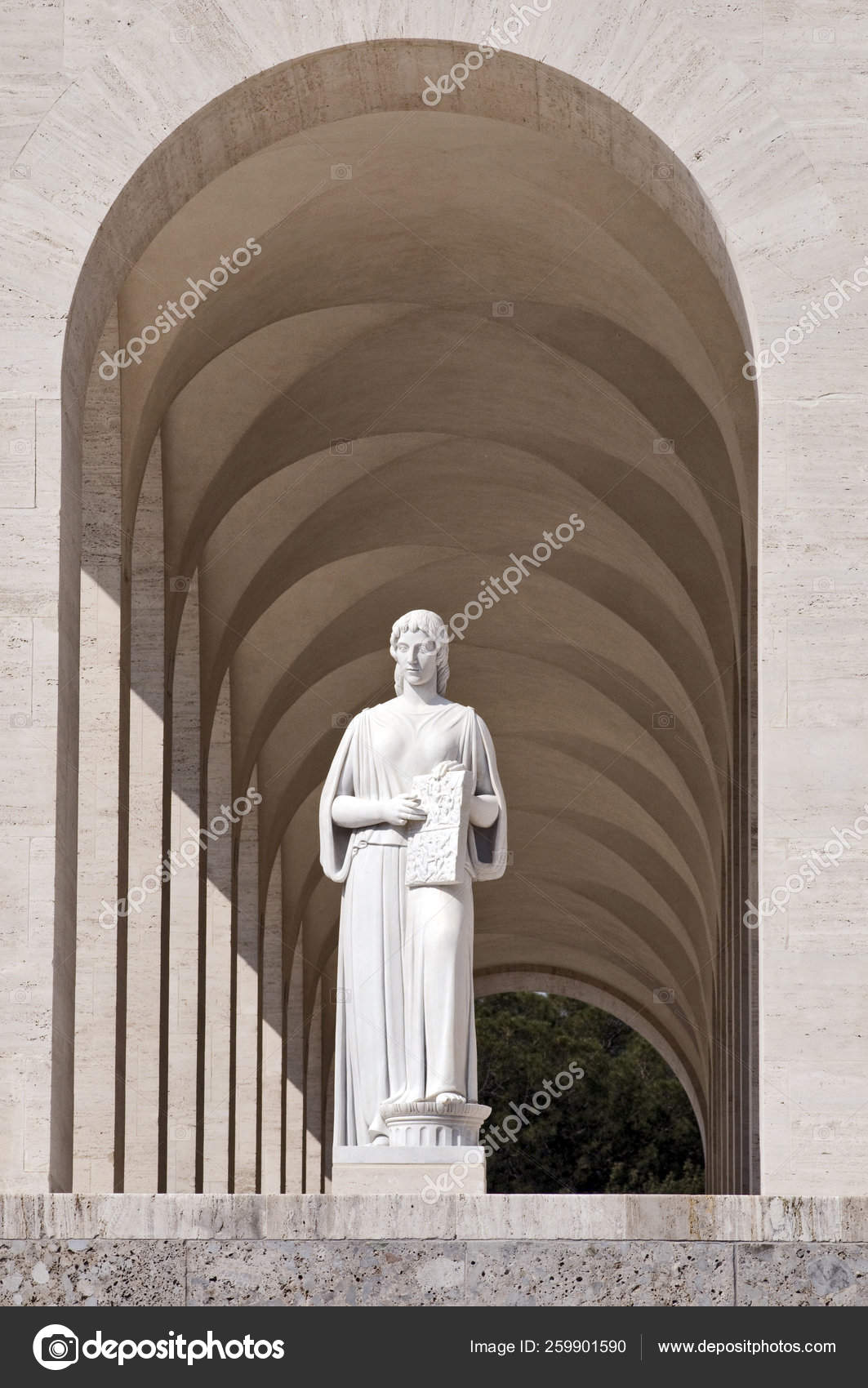 Squared Colosseum Detail Marble Statue Eur Zone Rome Italy Stock Photo ...