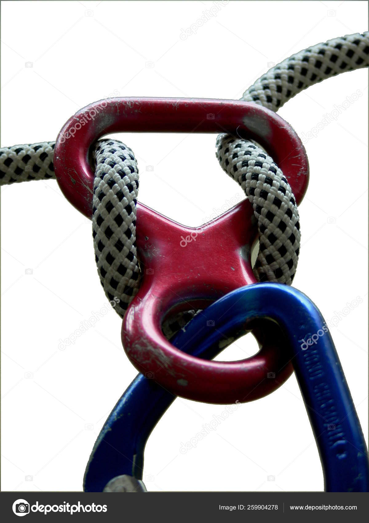 Rope Loops Figure Eight Descender Carabiner Classic Abseiling Setup ...