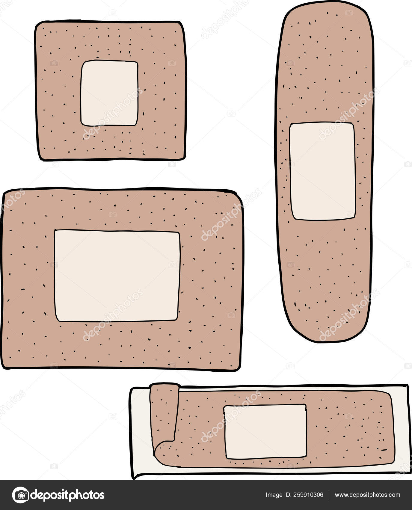 Set Various Adhesive Bandage Drawings White Background Stock Photo by ...