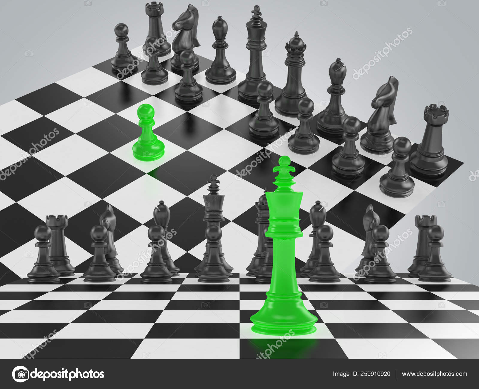 Two Chess Board Two Chess Set Green Chess Pieces Stock Photo by ...