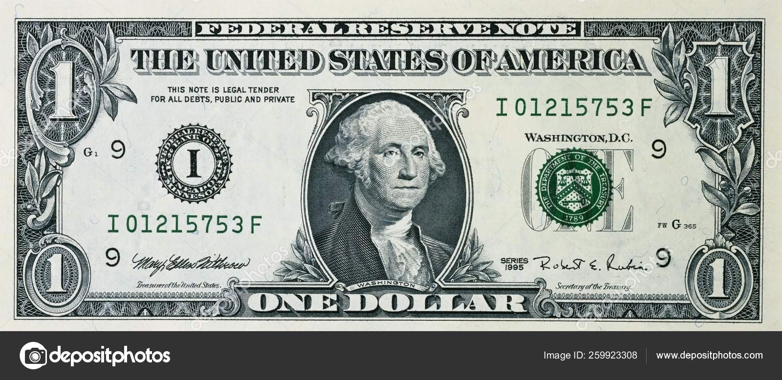 Close Shot One Dollar Bill Stock Photo by ©YAYImages 259923308