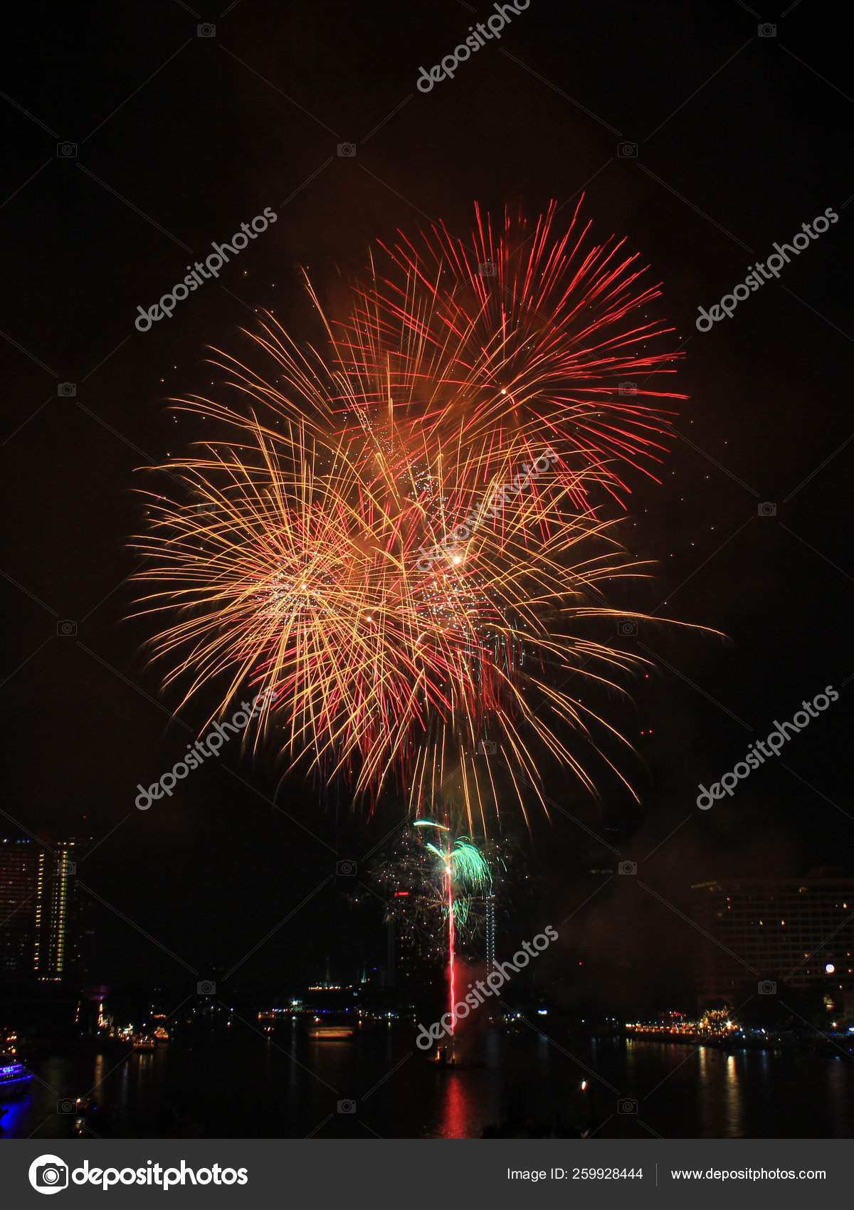 Firework Exploding Night Sky Background Stock Photo by ©YAYImages 259928444