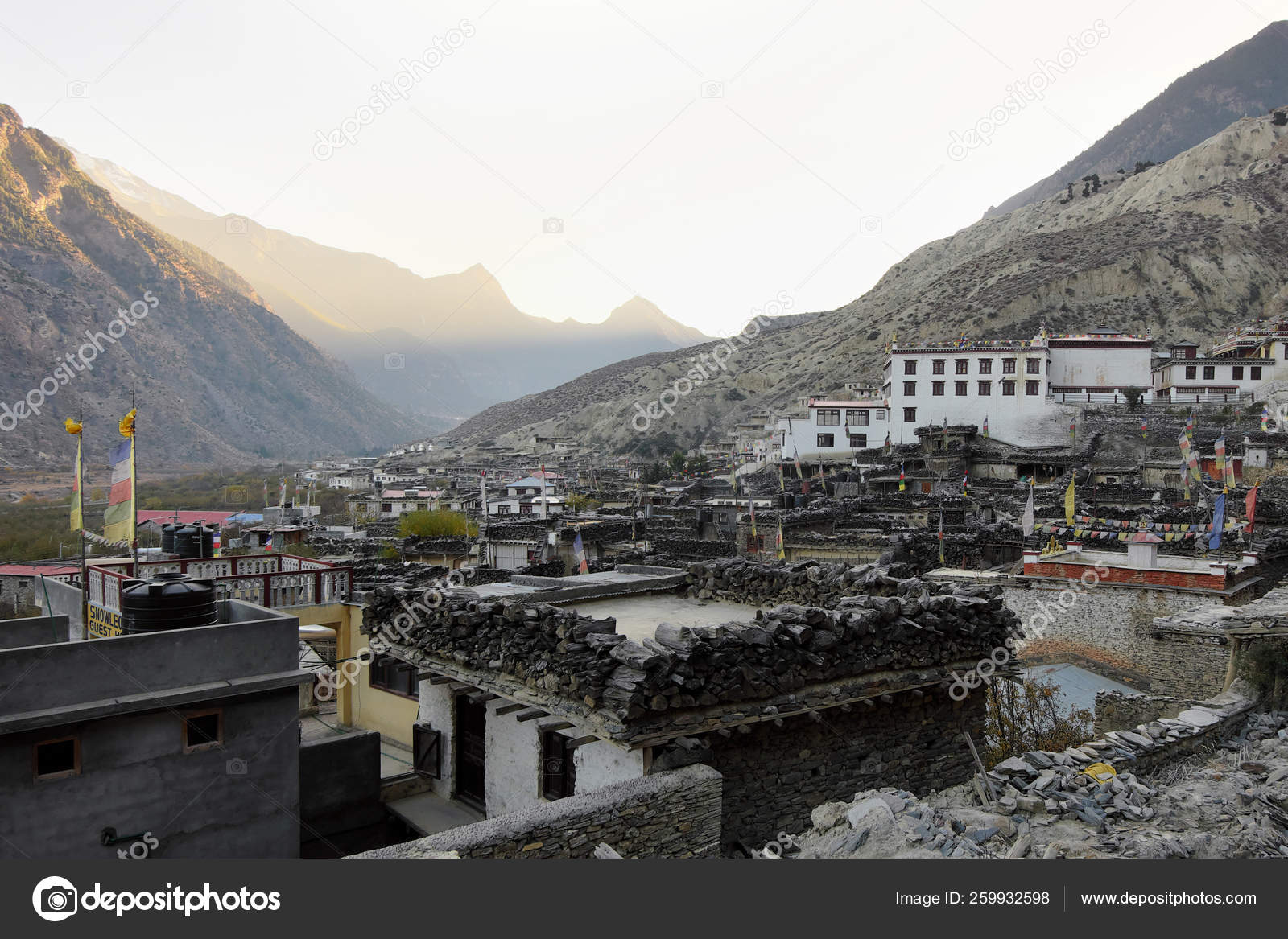 Ancient Buddhist Monastery Nepalese Mountain Village Marpha Stock Photo ...