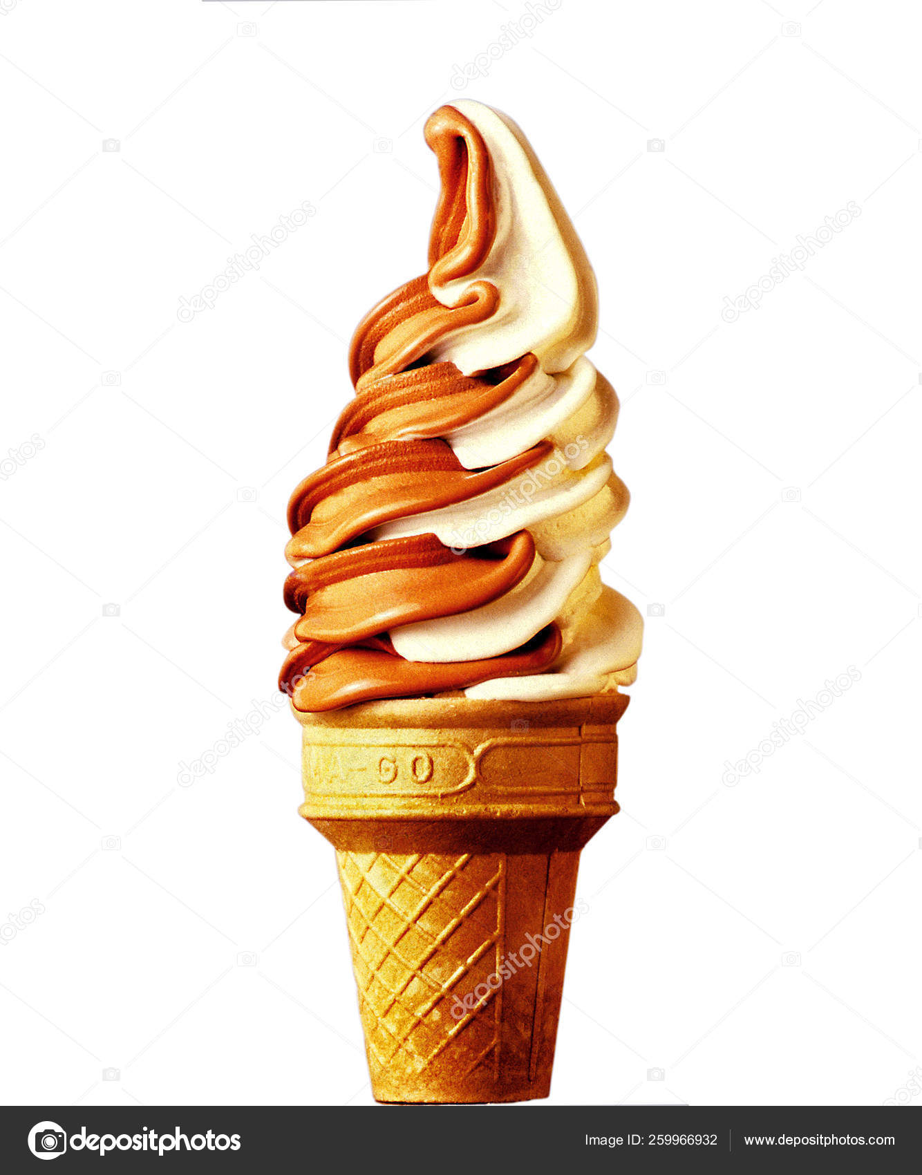 Mixed Vanilla Chocolate Flavour Ice Cream Cone Isolated Stock Photo by ...