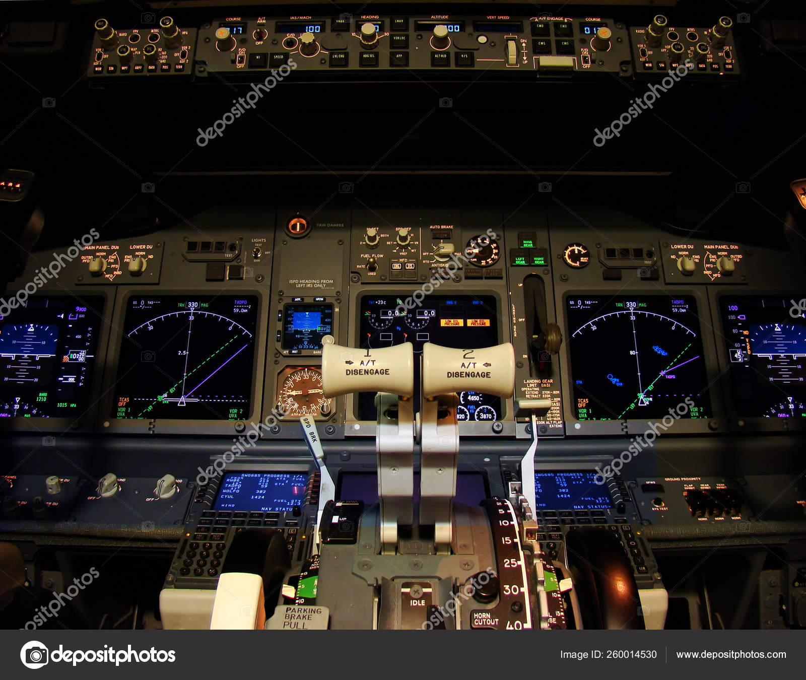 Flight Deck Modern Airliner Night Boeing 737 800 Next Generation Stock ...