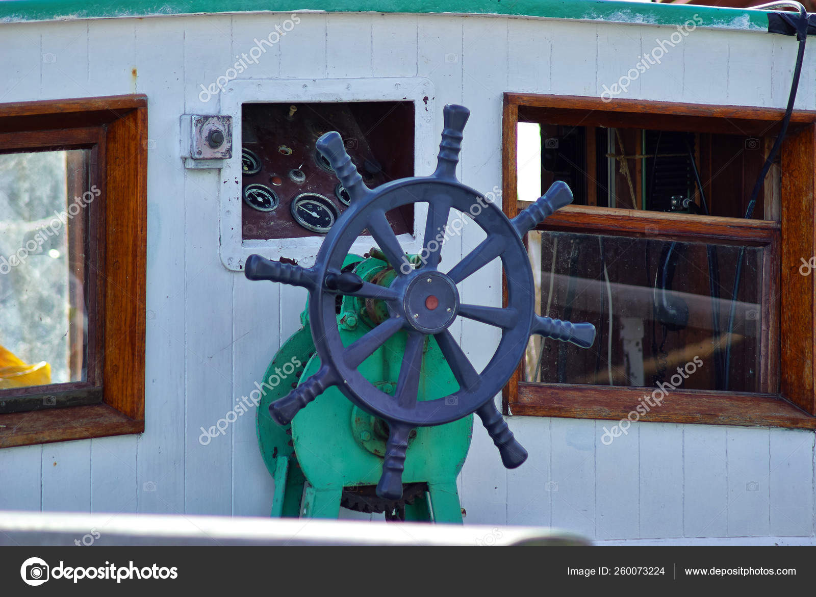 Beautiful Traditional Wooden Ship Steering Wheel Sailing Boat Stock ...