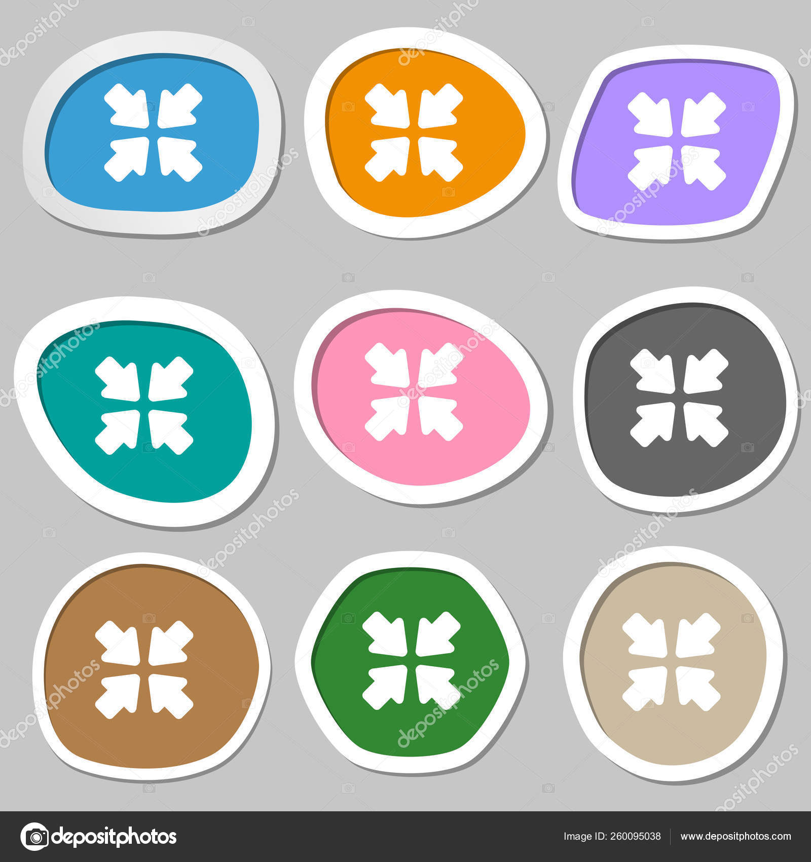 Turn Full Screen Icon Symbols Multicolored Paper Stickers Illustration ...