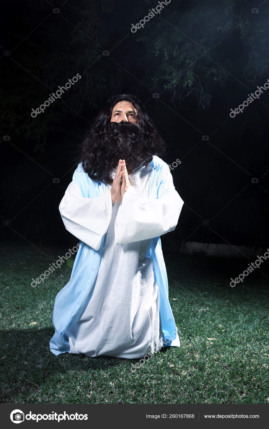 Jesus Other Holy Man Praying Looking Heavenward Stock Photo by ...