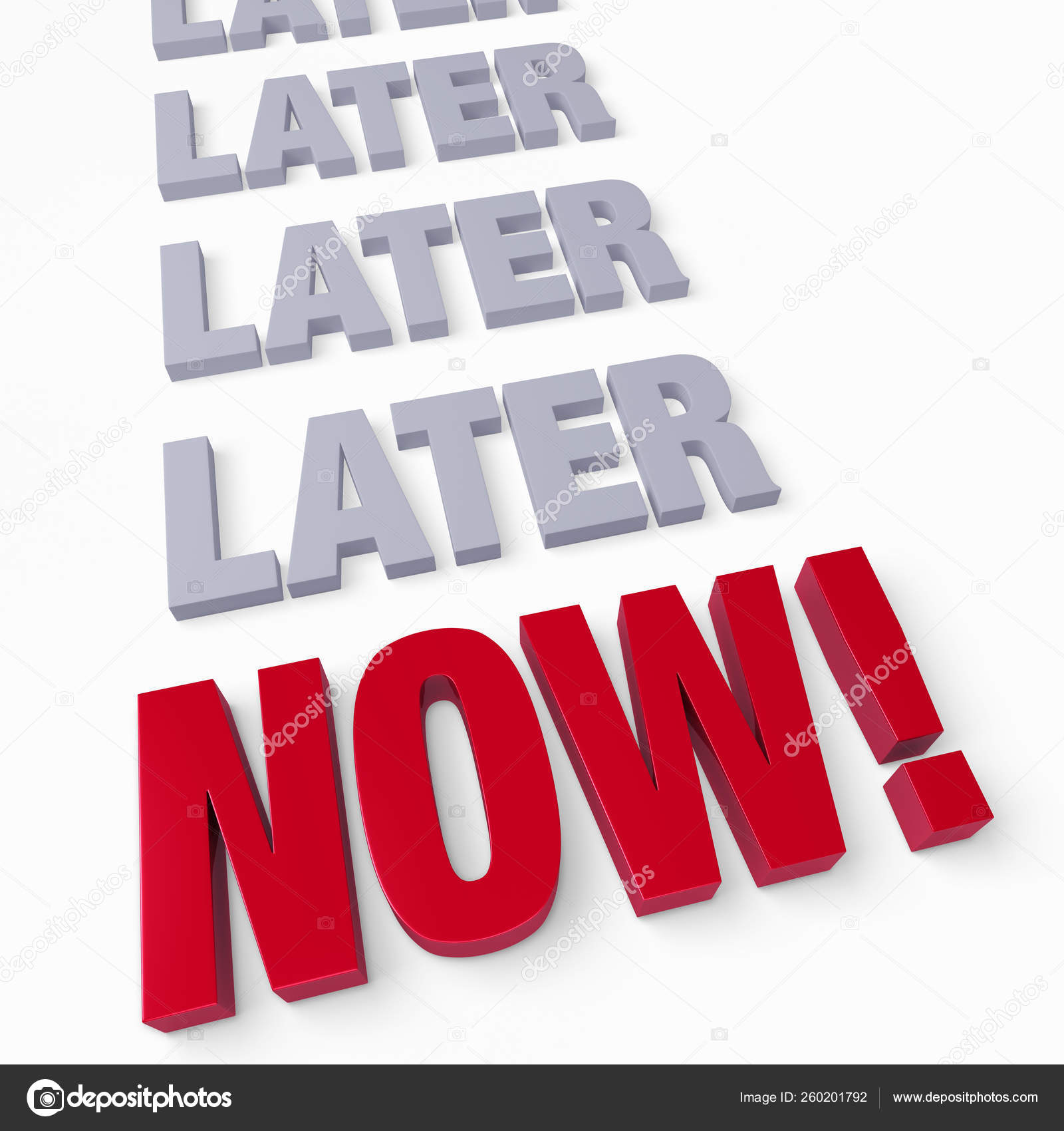 Bold Bright Red Now Front Row Plain Gray Later Isolated ⬇ Stock Photo ...