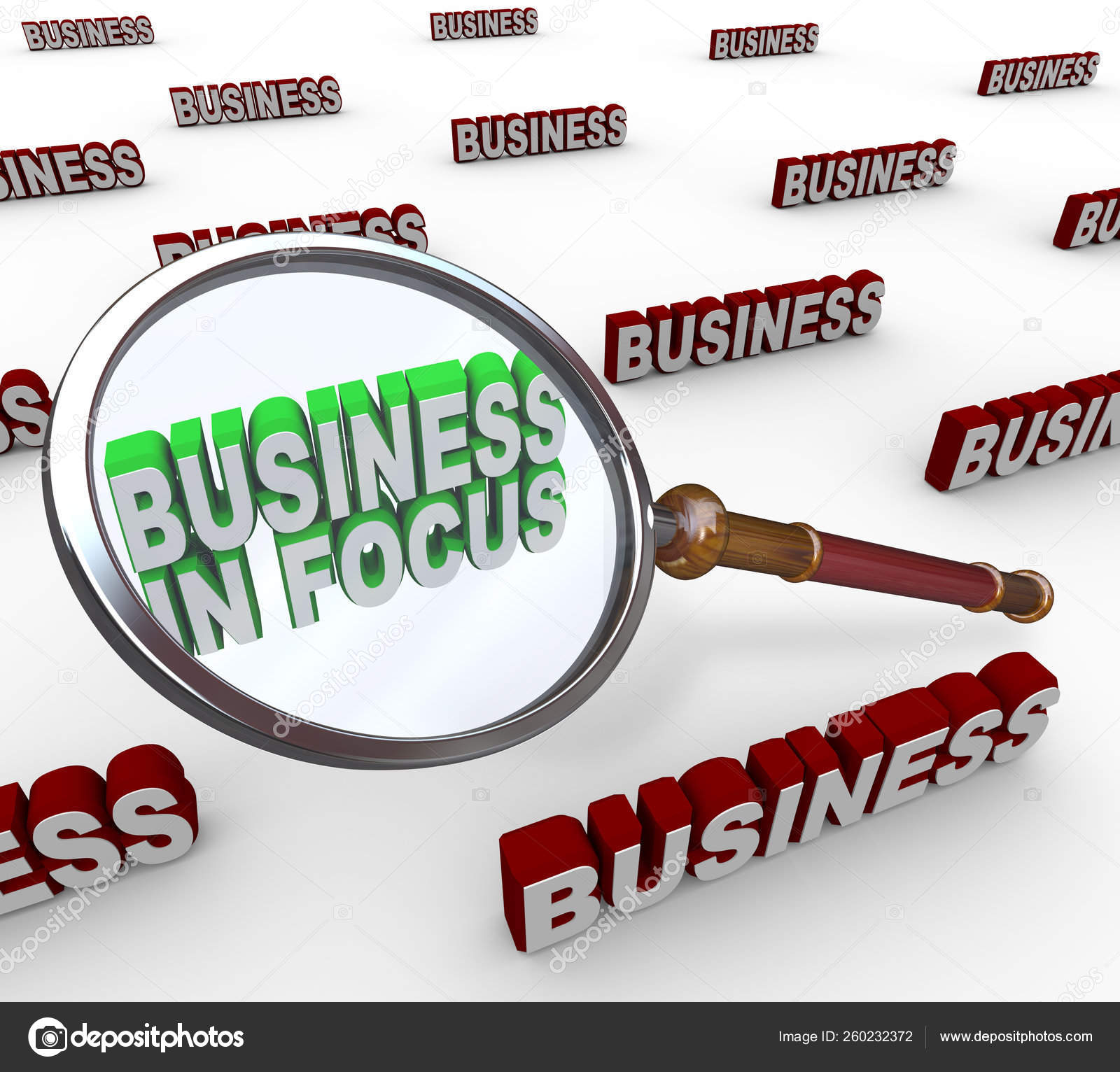 Words Business Focus Magnifying Glass Symbolizing Management Marketing ...