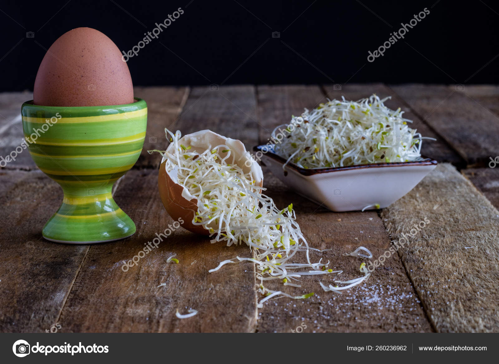 Egg Sprouts Old Table — Stock Photo © YAYImages #260236962