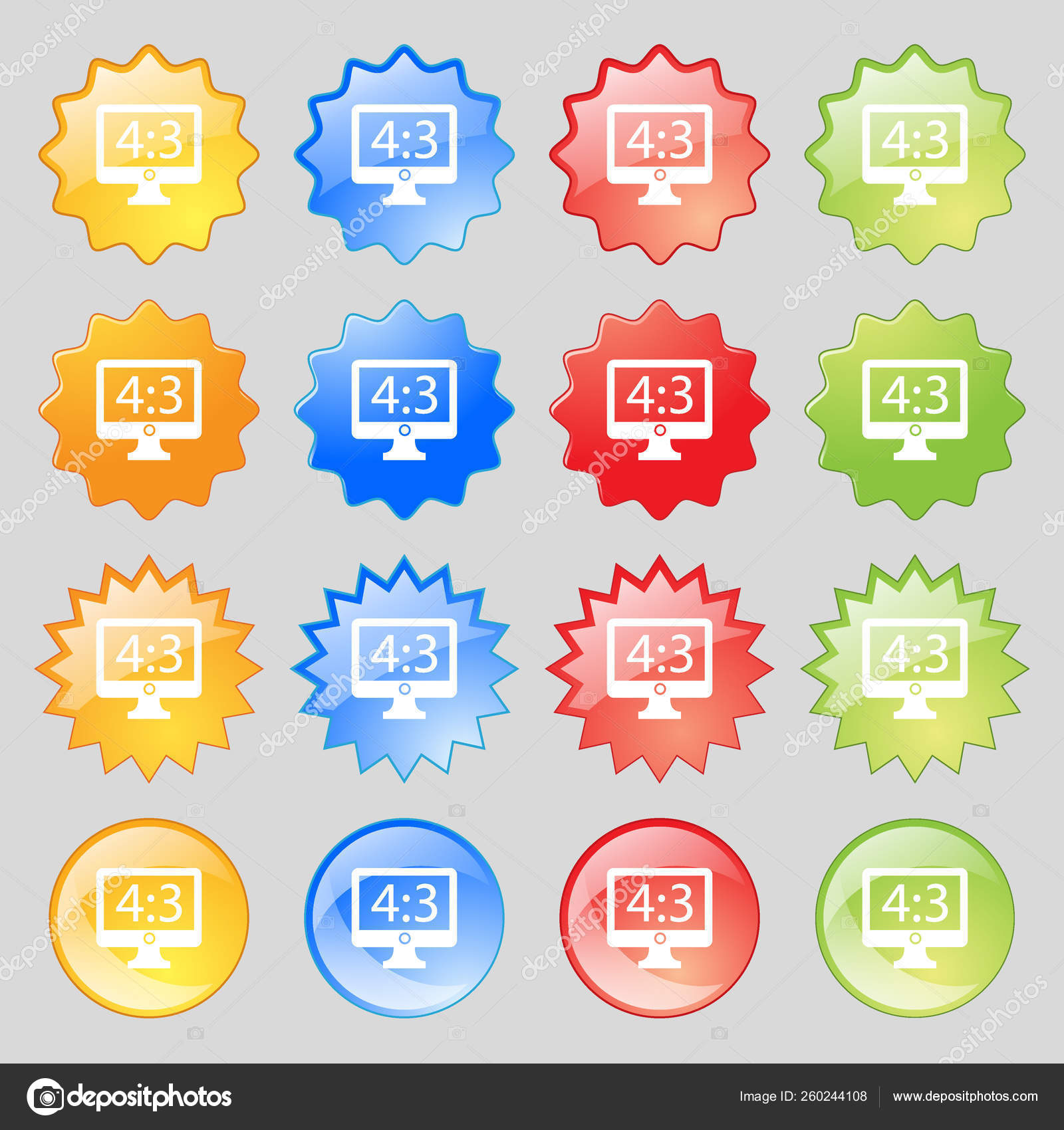 Aspect Ratio Widescreen Icon Sign Big Set Colorful Modern Buttons Stock ...