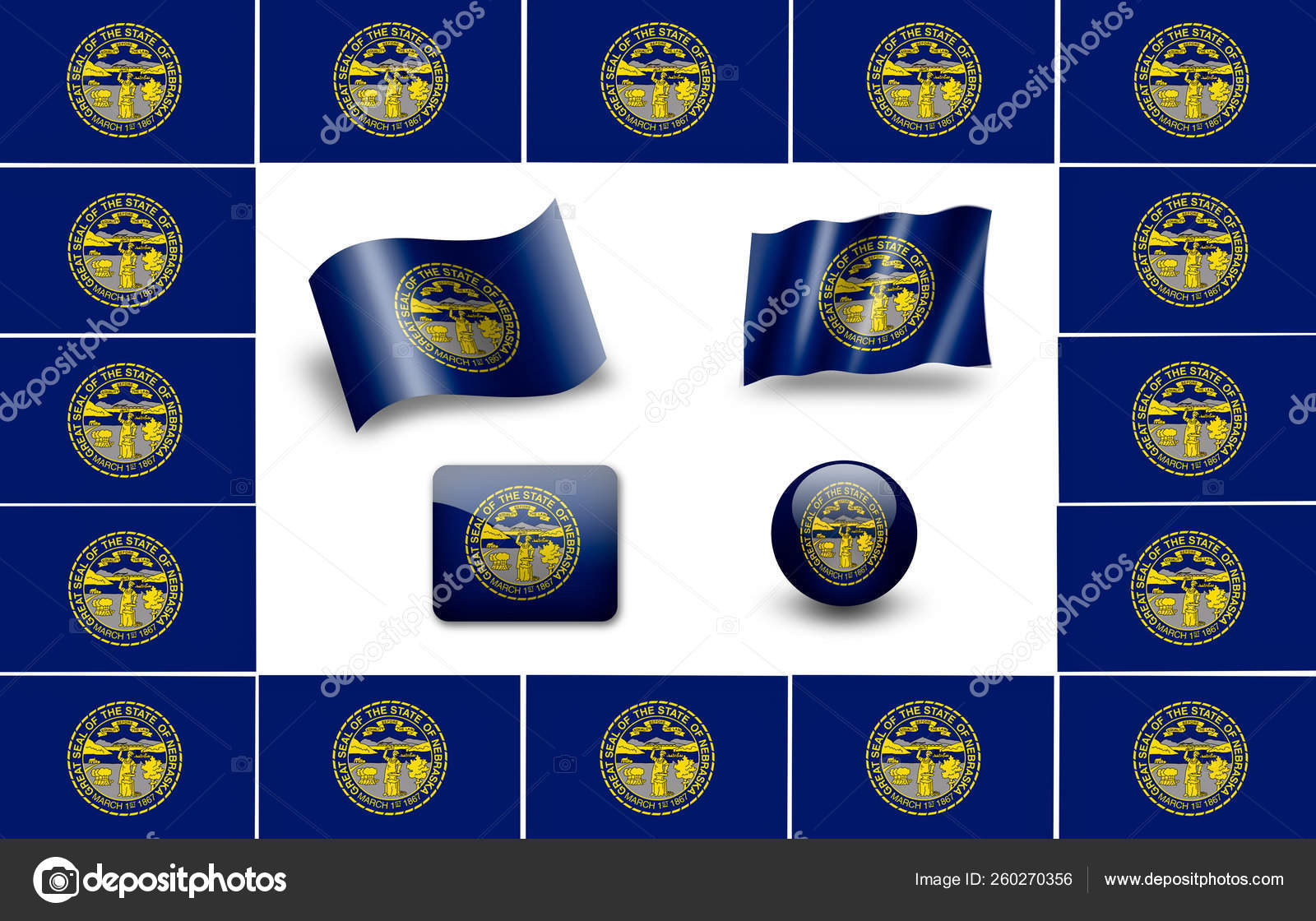 Flag Nebraska Icon Set Flags Frame Stock Photo by ©YAYImages 260270356
