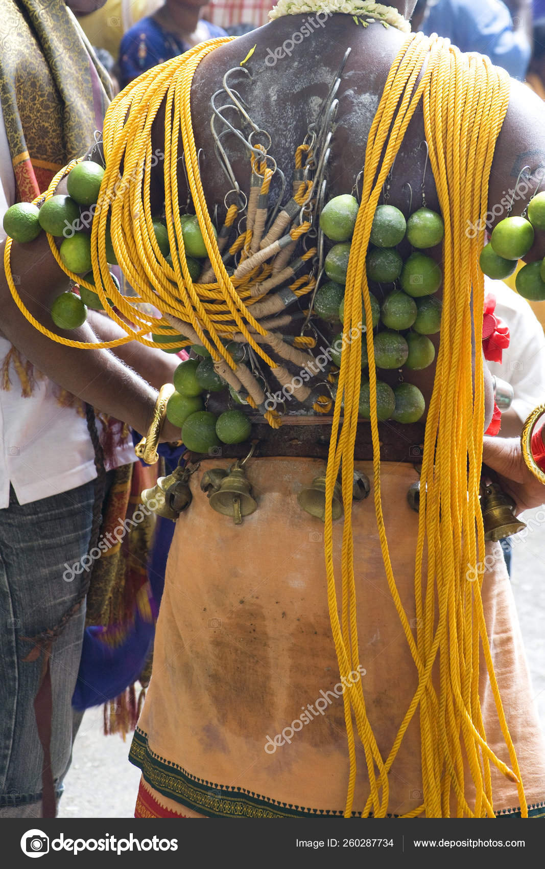 Hindu Devotee His Body Pierced Hooks Malaysia's Thaipusam Celebration ...