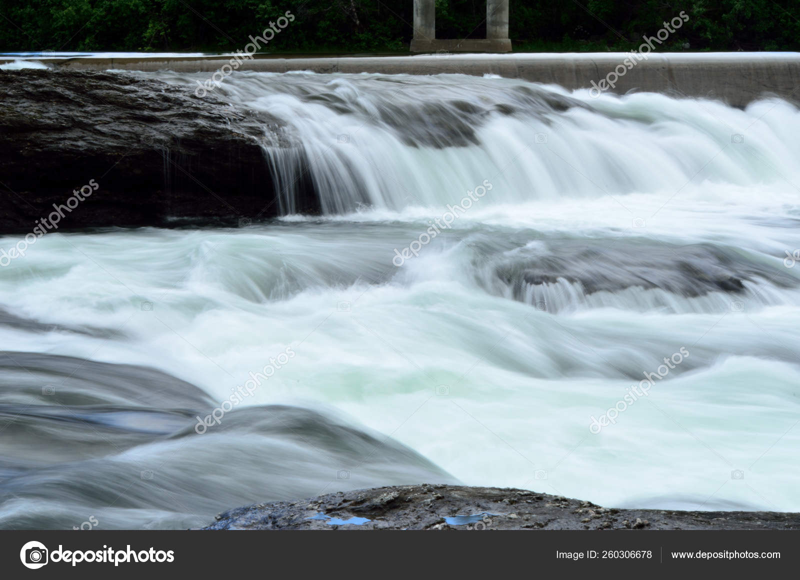 Beautiful Massive River Flow Waterfalls Summer Nature Stock Photo by ...