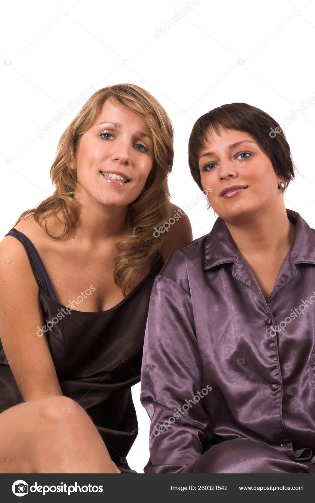 Two Sisters Posing Together White Background — Stock Photo © YAYImages ...