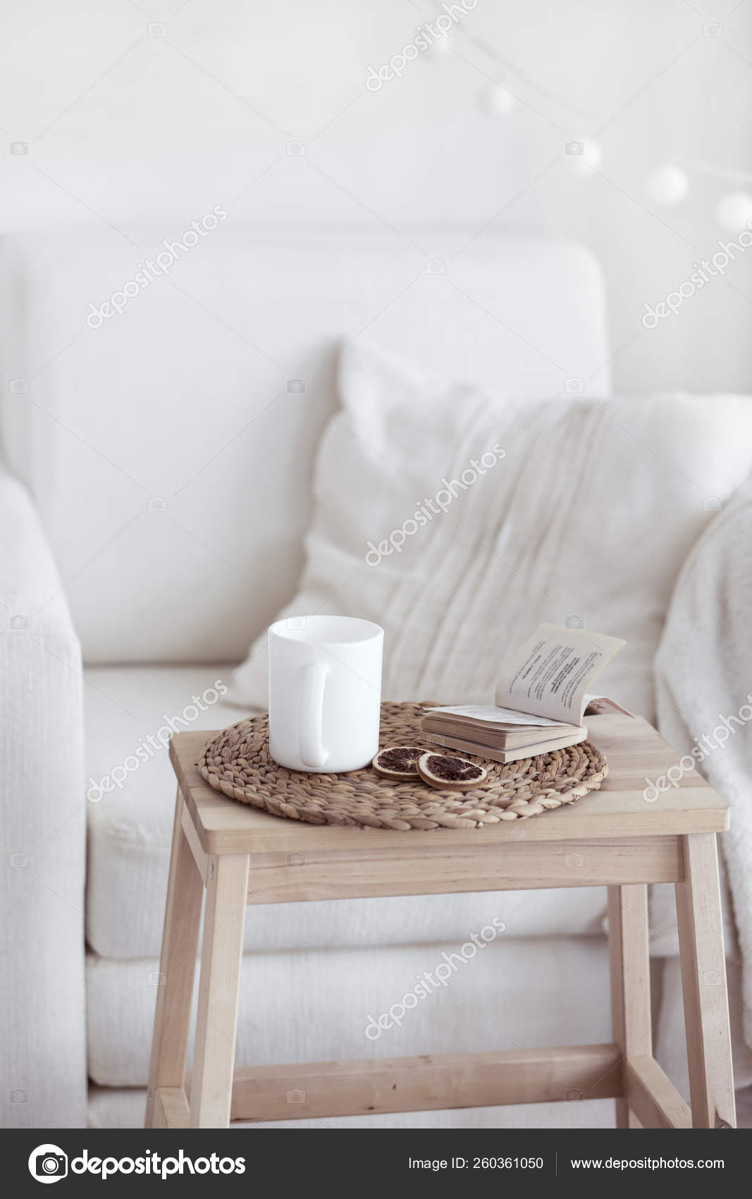 Still Life Interior Details Cup Coffee Book White Cozy Chair Stock ...