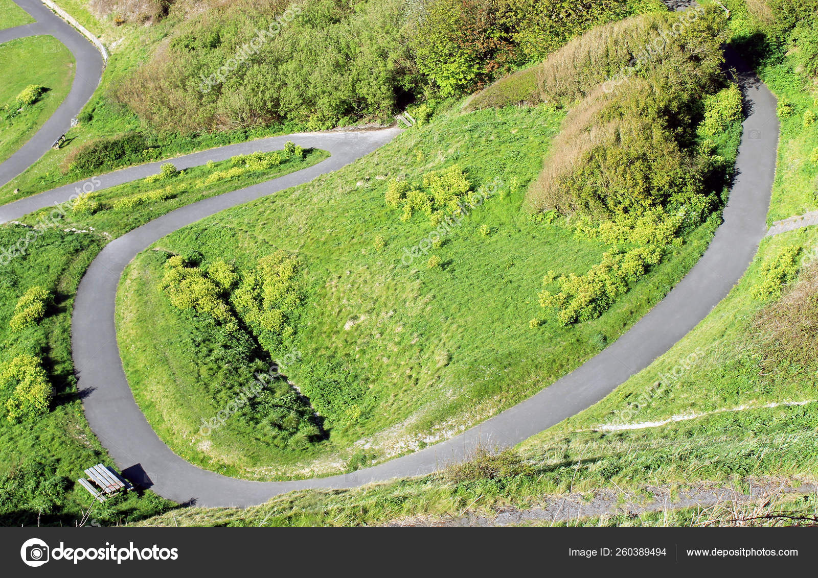 Overhead View Winding Path Hillside Stock Photo by ©YAYImages 260389494