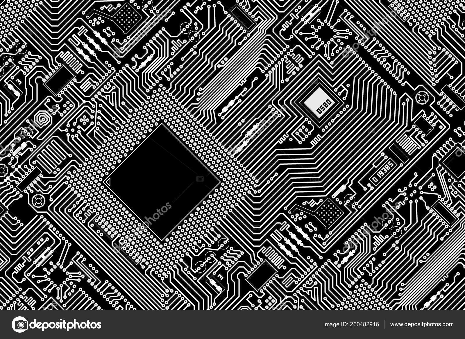 High Tech Graphic Industrial Circuit Board Black Background — Stock ...
