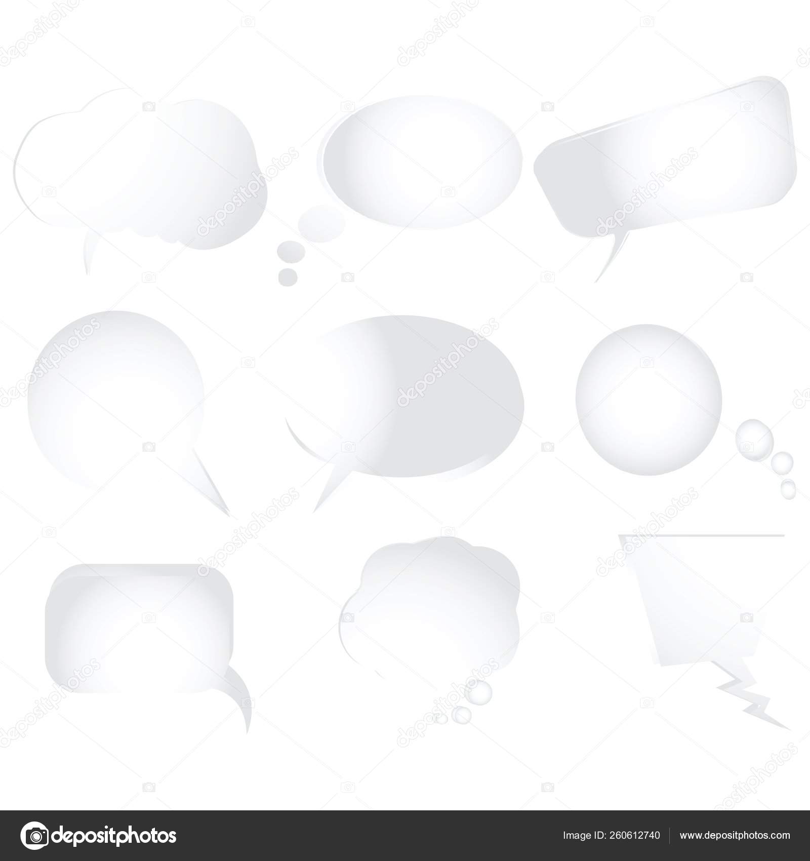 Collection Stylized Text Bubbles Vector Isolated Objects White Abstract ...