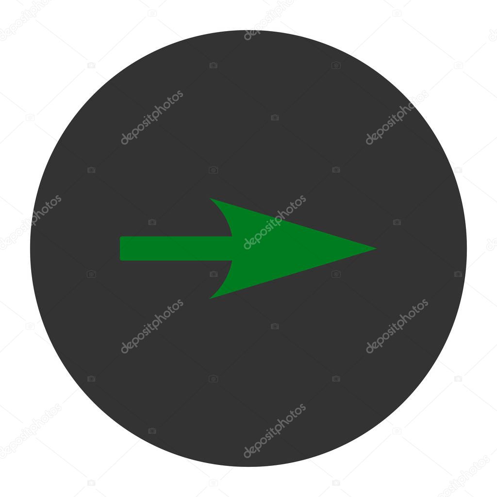 Icono del eje de flecha X. Este bot n plano redondo se dibuja con colores verdes y grises sobre ...