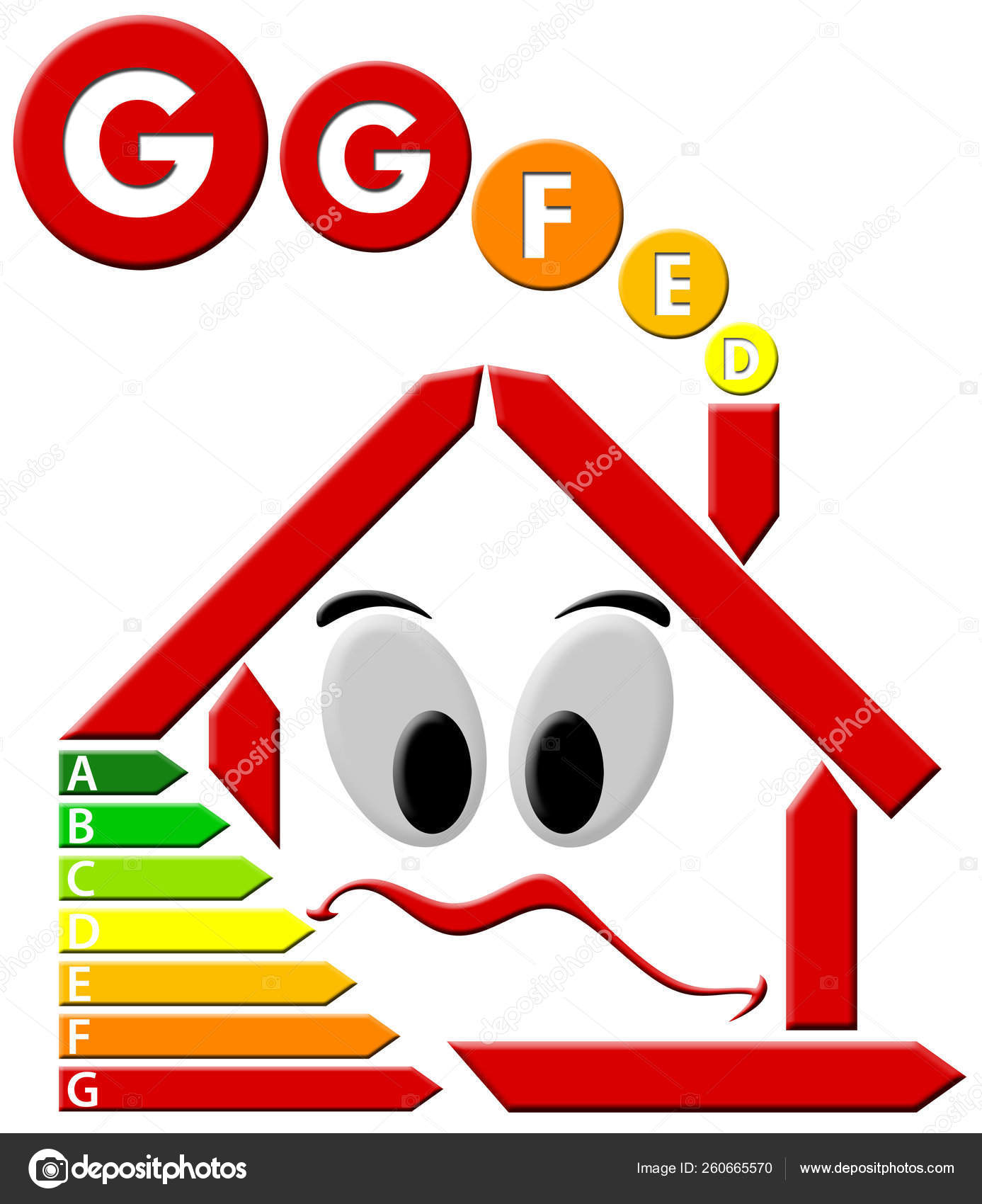 Red House Stylized Sad Face Chart Consumes Voters Stock Photo by ...