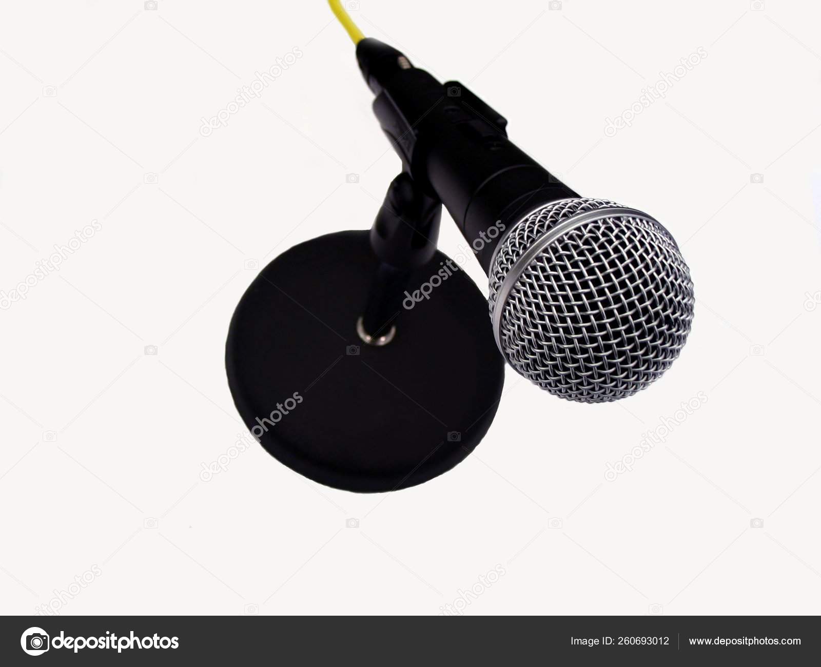 Picture Microphone Table Stand Isolated White Background Stock Photo by ...