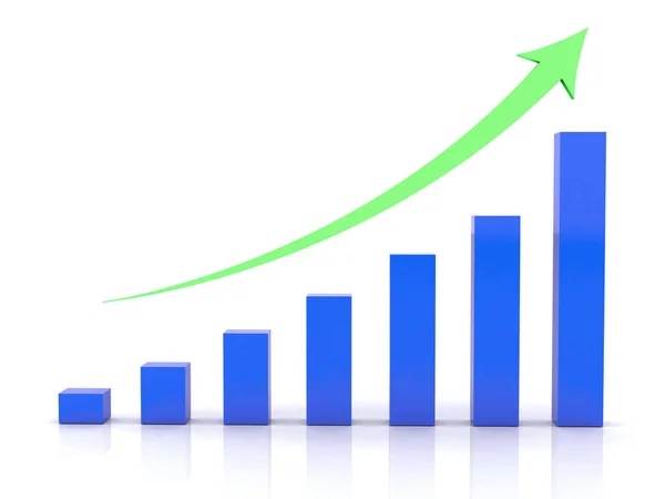 Business Profit Growth Graph Chart Reflection White Background — Stock ...