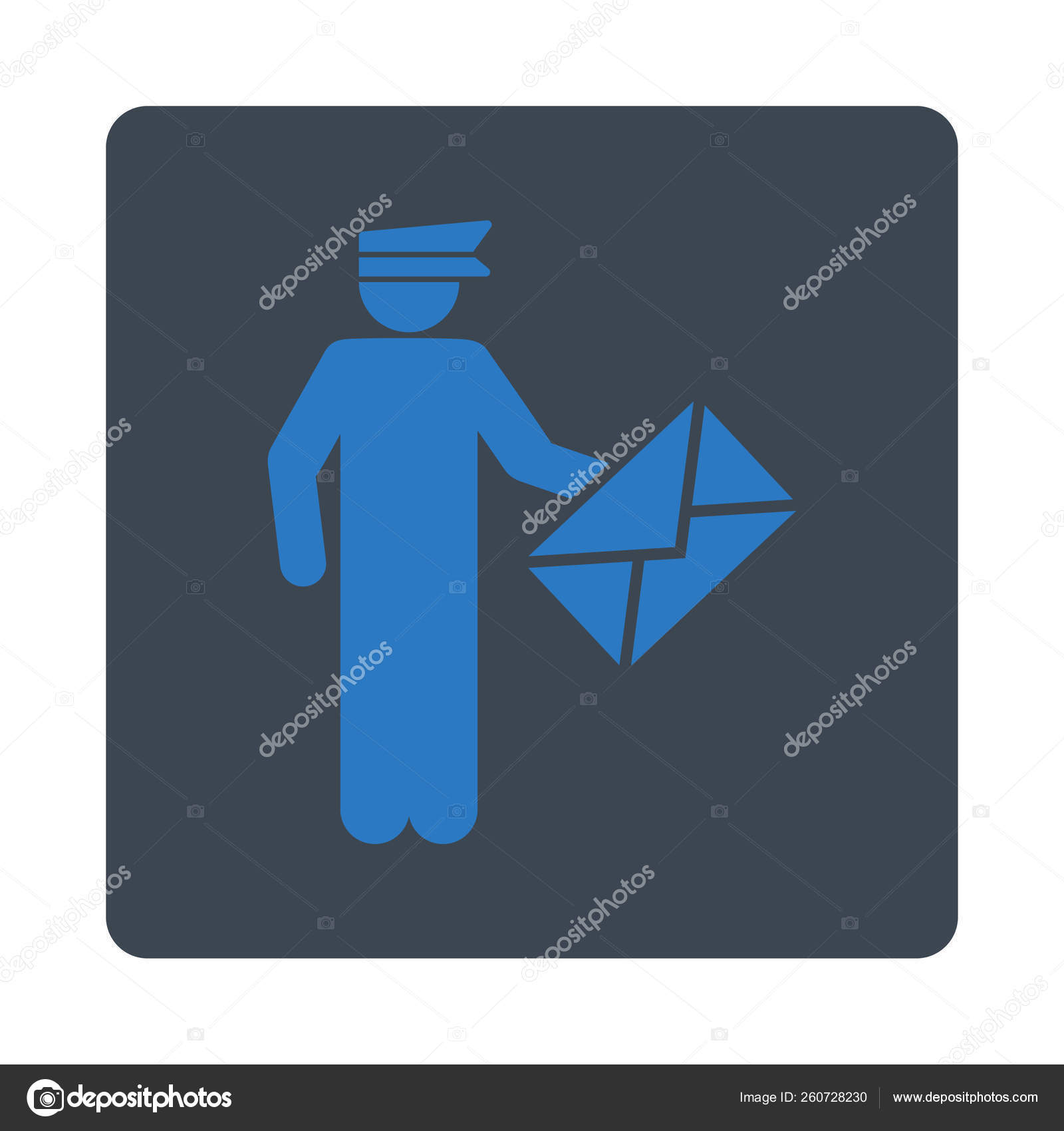 Postman Icon Flat Rounded Square Button Uses Smooth Blue Colors Stock ...