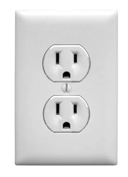 North American white electric wall outlet receptacle Stock Photo by ...