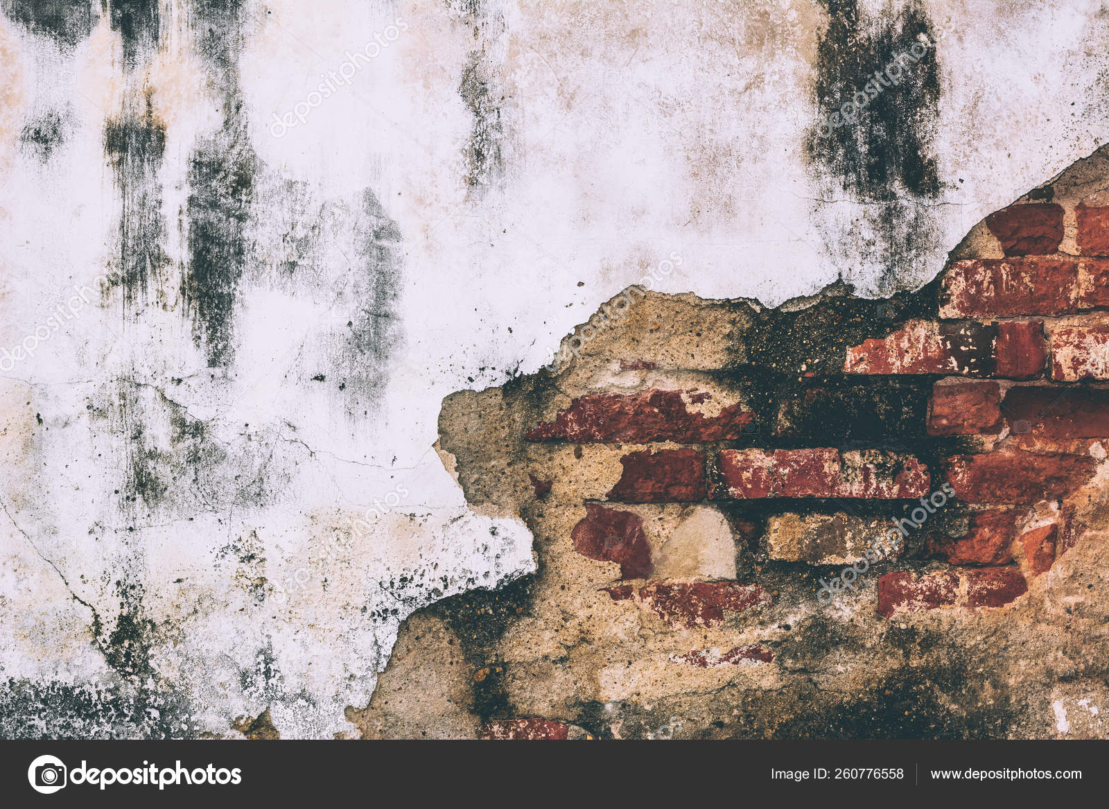 Aged Brick Wall Cracked Plaster Background Tone Vintage — Stock Photo ...