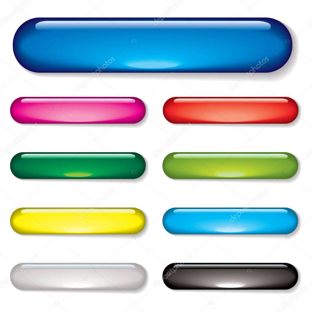 Botones web Aqua gel con sombra y variación de color 2024