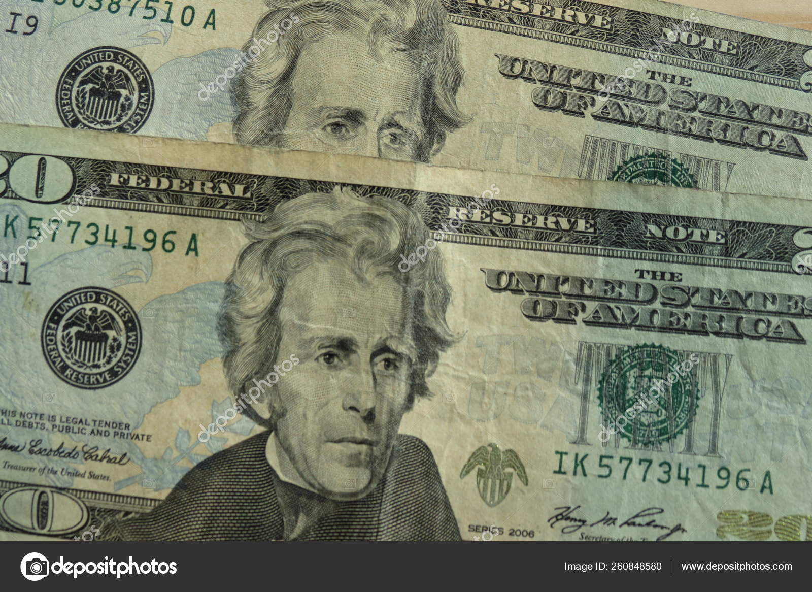 Dollar Banknotes Twenty Dollar Bill Featuring President Andrew Jackson