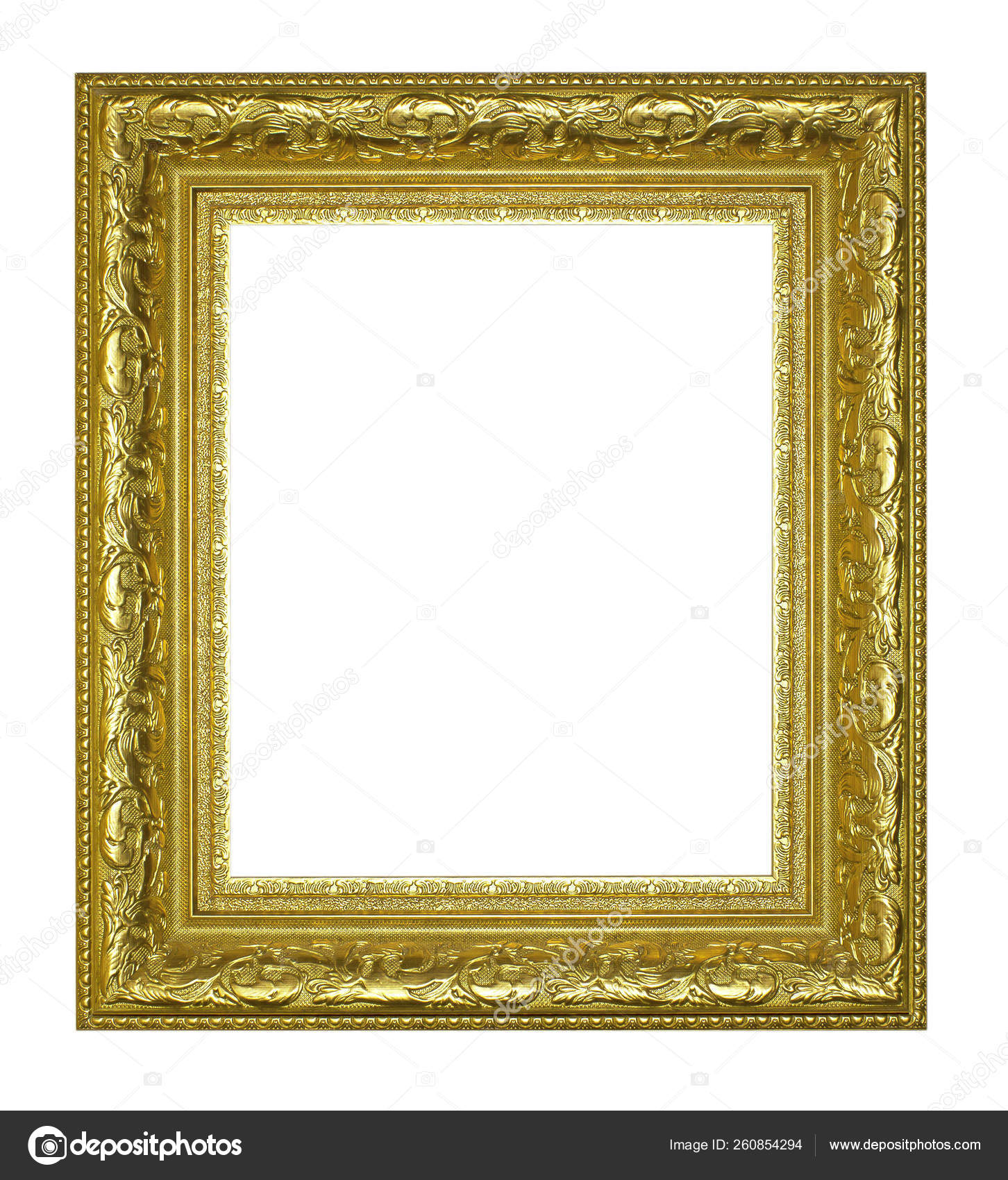 Old Antique Yellow Frame Isolated Decorative Carved Wood Stand Antique ...