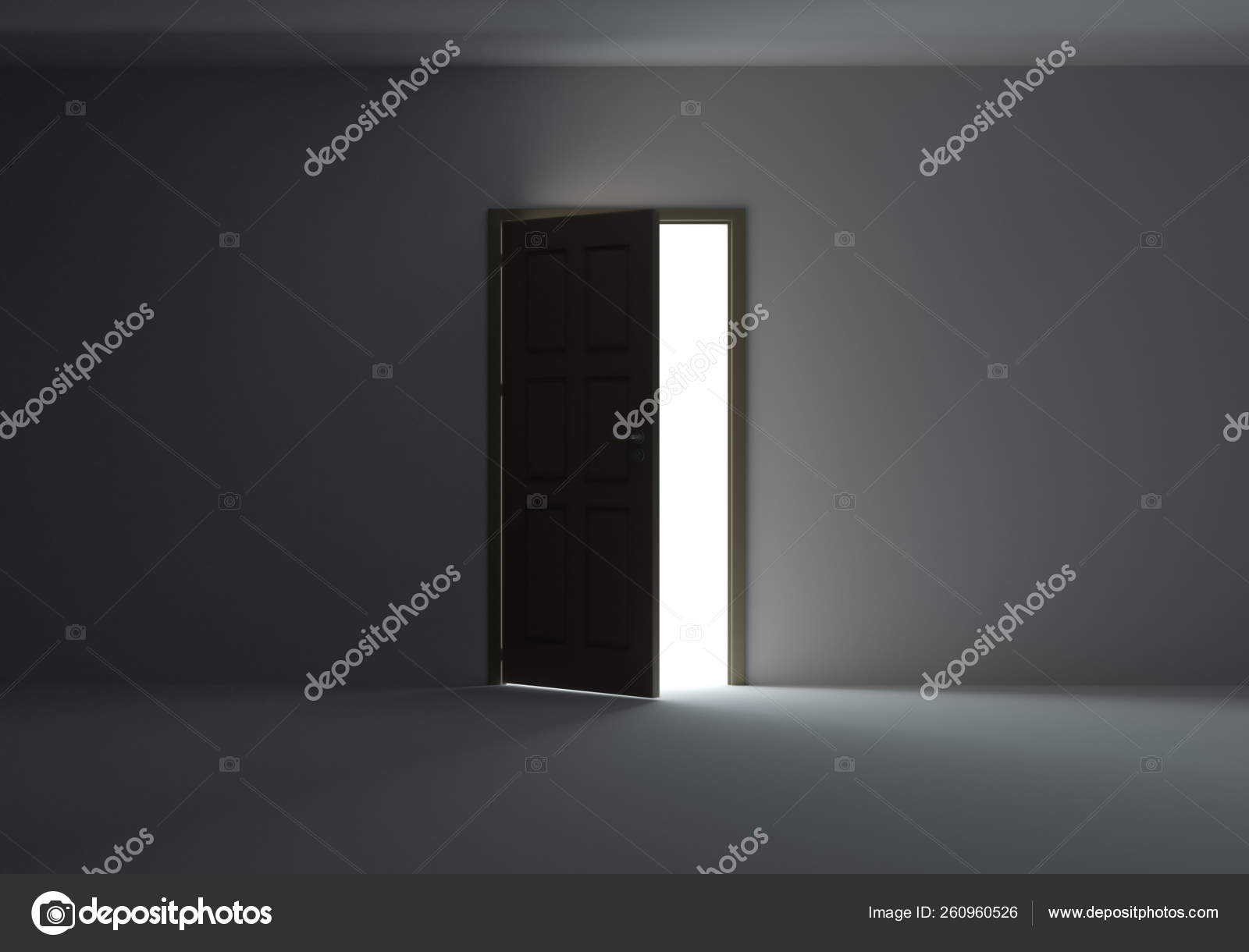 Open Door Bright Light Streaming Very Dark Room Illustration — Stock ...