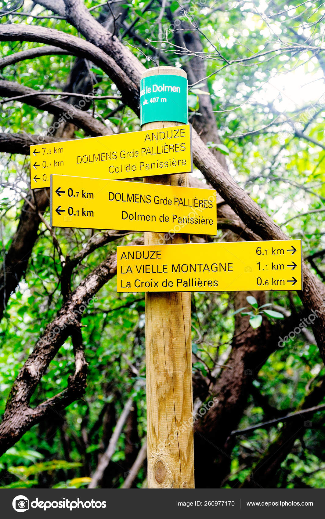 Sign Indicating Direction Miles Each Entry Cities Hikers Stock Photo by ...