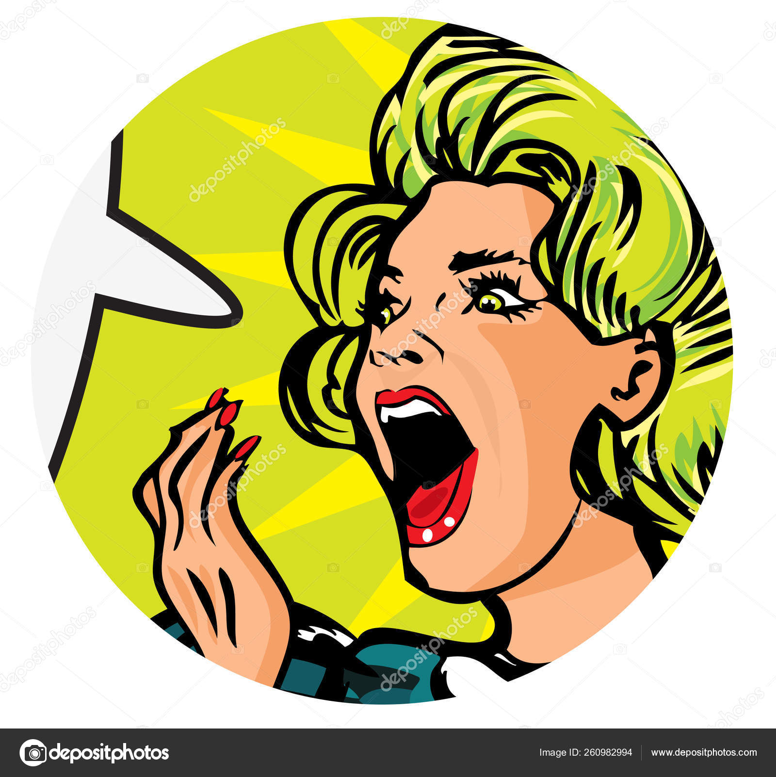 Retro Woman Screaming Love Comic Illustration Stock Illustration by ...