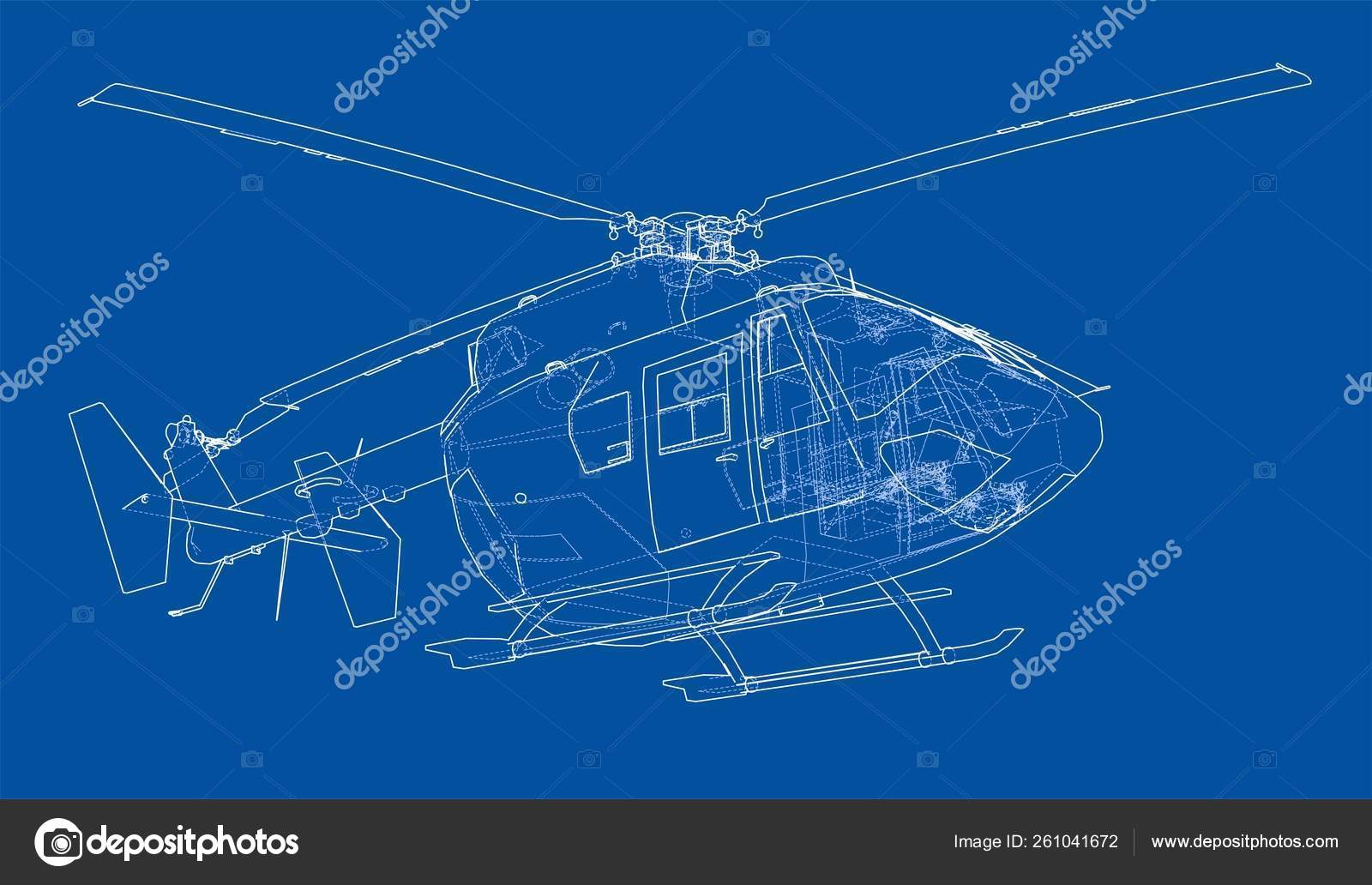 Outline Drawing Sketch Helicopter Illustration — Stock Photo ...