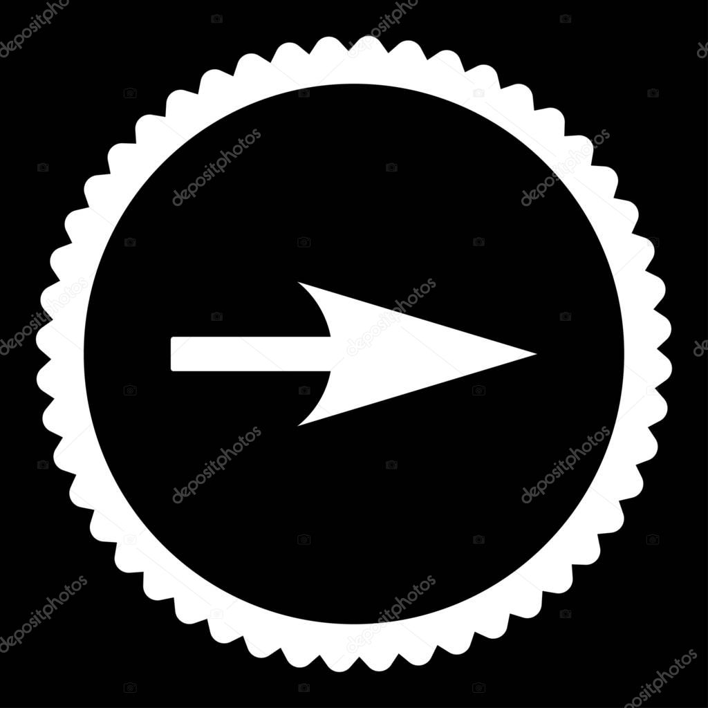 Icono de sello redondo Arrow Axis X. Este símbolo de glifo plano se ...