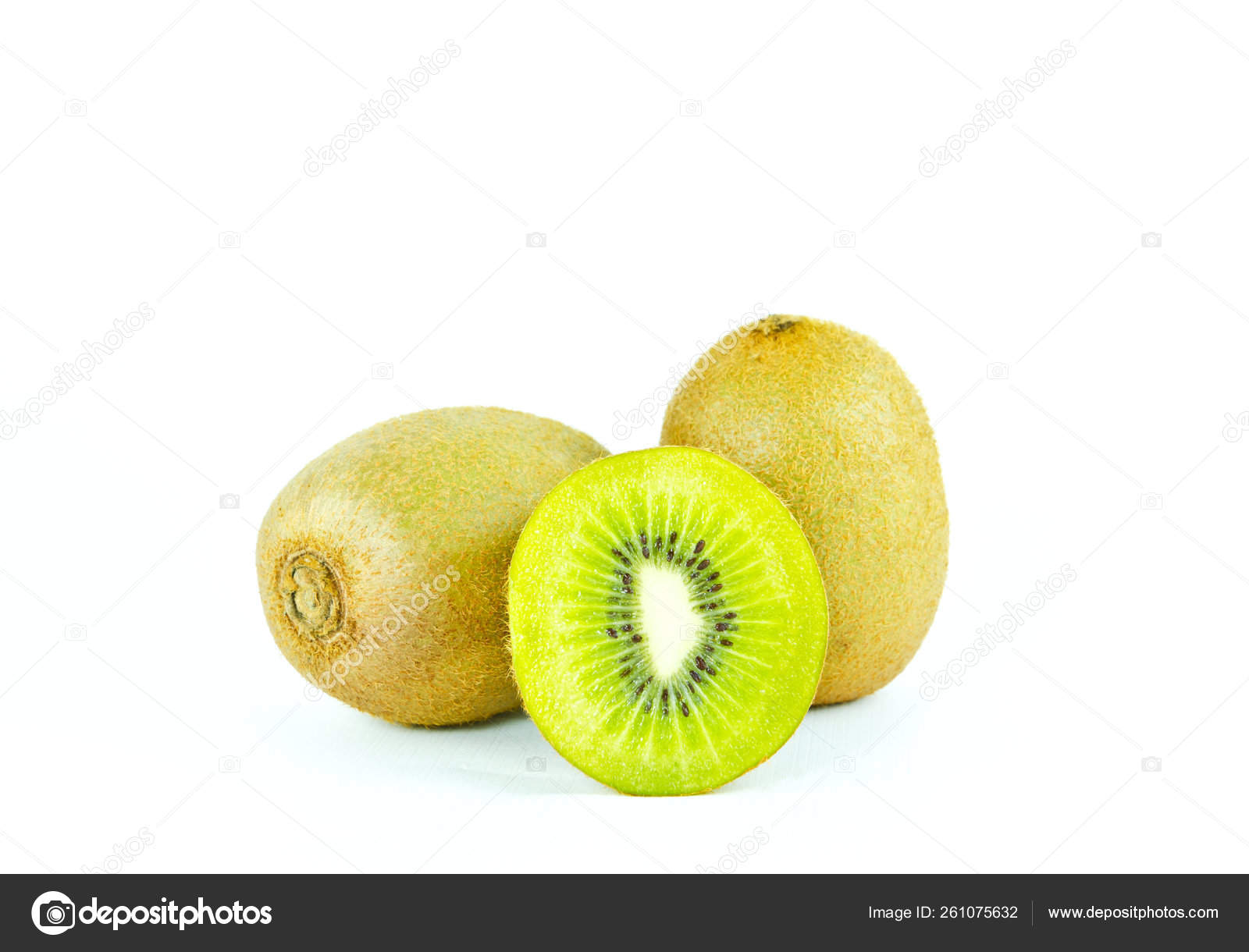 Kiwi Fruit Sliced Segments Isolated White Background — Stock Photo ...