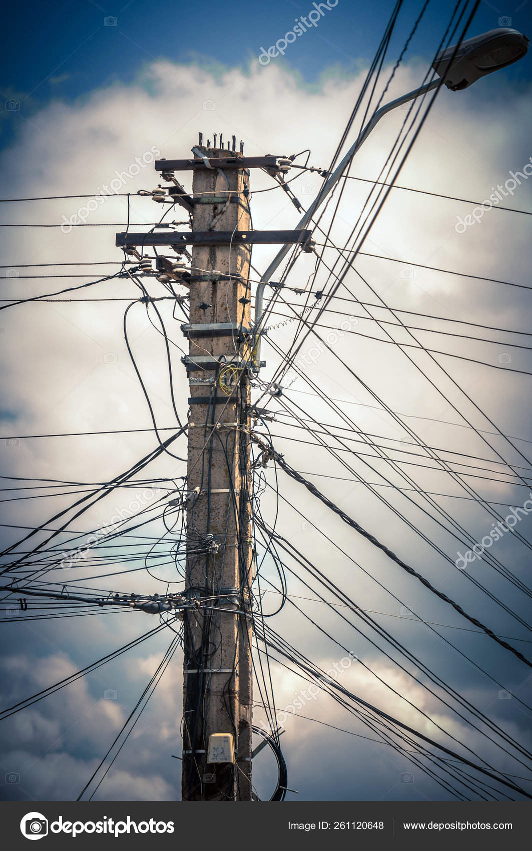 Photo Electric Pole Many Cables — Stock Photo © YAYImages #261120648
