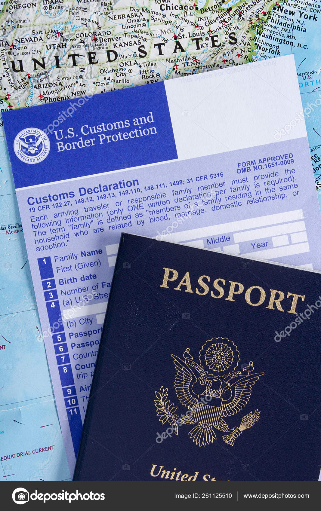 Passport Customs Declaration Documents Necessary Passage Visa Visiting ...