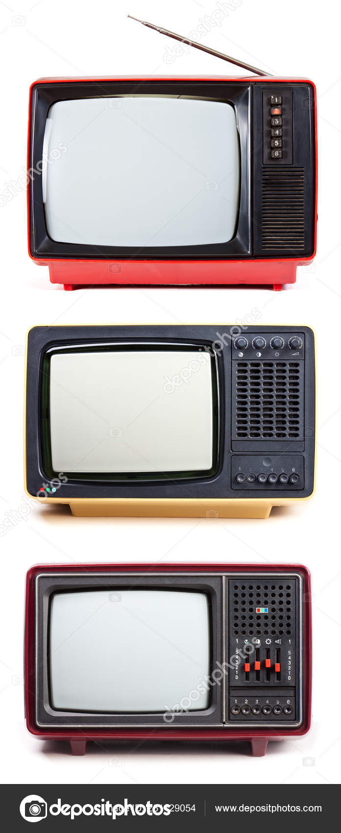 Vintage Television Sets Isolated White Background Stock Photo by ...