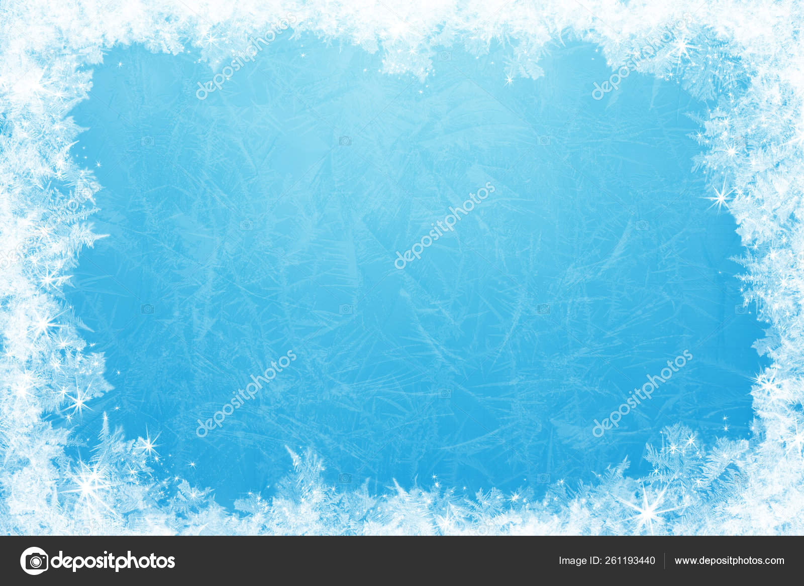Gleaming Shining Ice Frame Center Composition Frozen Deep Clear Water ...