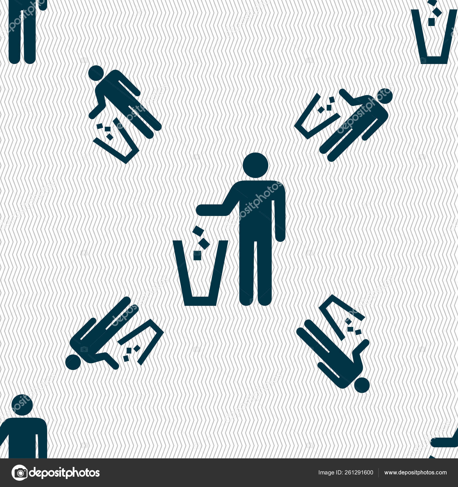 Throw Away Trash Icon Sign Seamless Pattern Geometric Texture ...