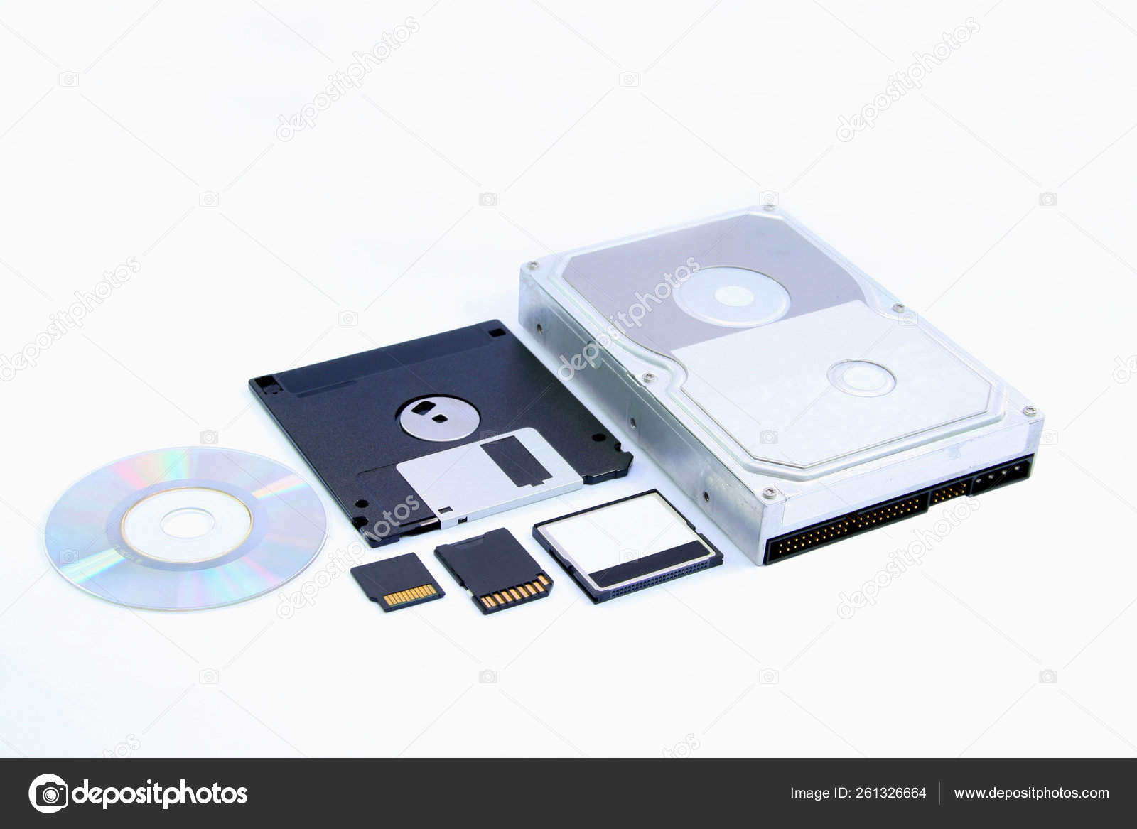 Six Different Types Memory Storage Devices — Stock Photo © YAYImages ...
