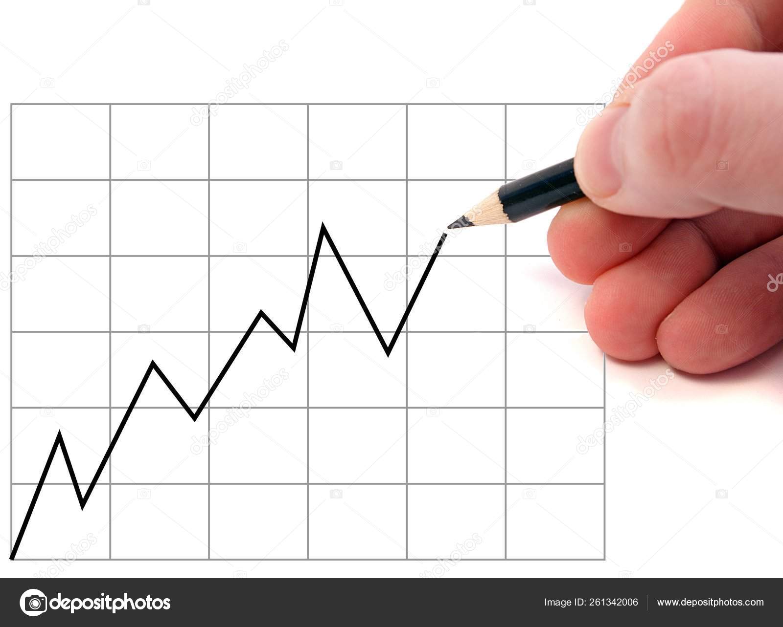 Human Hand Drawing Positive Chart All Isolated White Background Stock ...