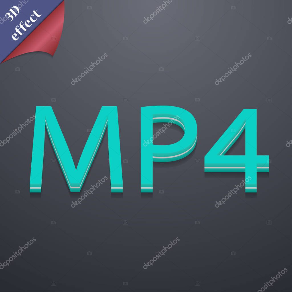 Mpeg4 símbolo de icono de formato de vídeo. Estilo 3D. Diseño moderno y moderno con espacio para ...